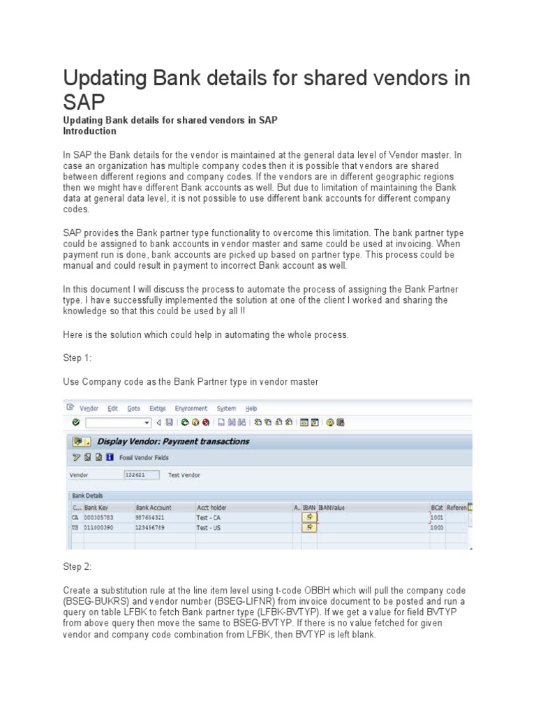 Automating Vendor Bank Details in SAP | PDF | Banks | Computer Science