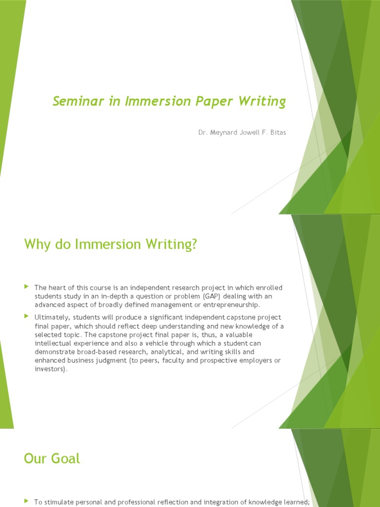 Seminar in Immersion Paper Writing MFBitas | PDF | Entrepreneurship ...