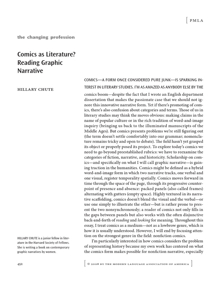 Comics As Literature? Reading Graphic Narrative: Hillary Chute | PDF ...