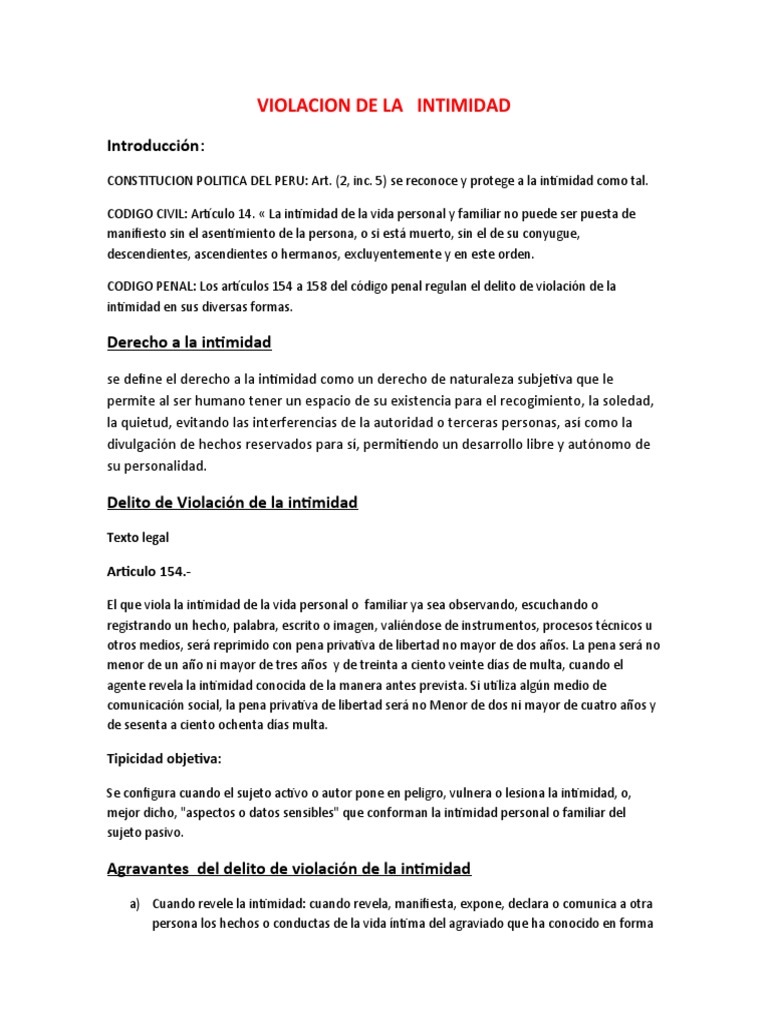 Violacion de La Intimidad | PDF | Derecho penal | Violación