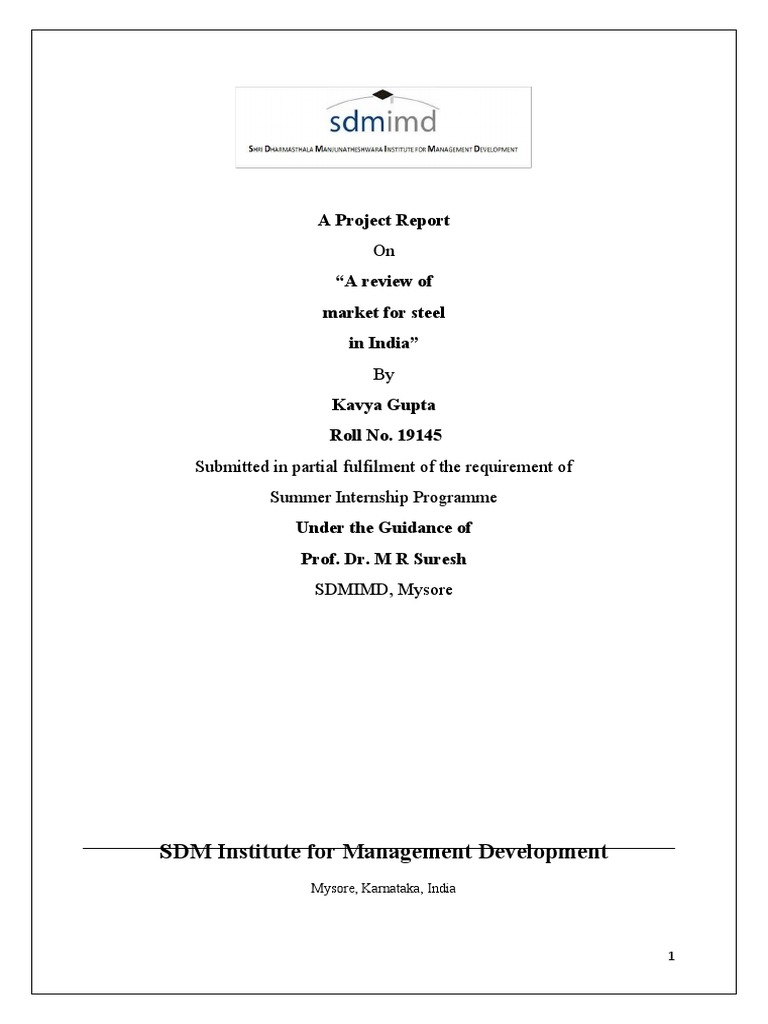 SDM Institute For Management Development: A Project Report | PDF ...
