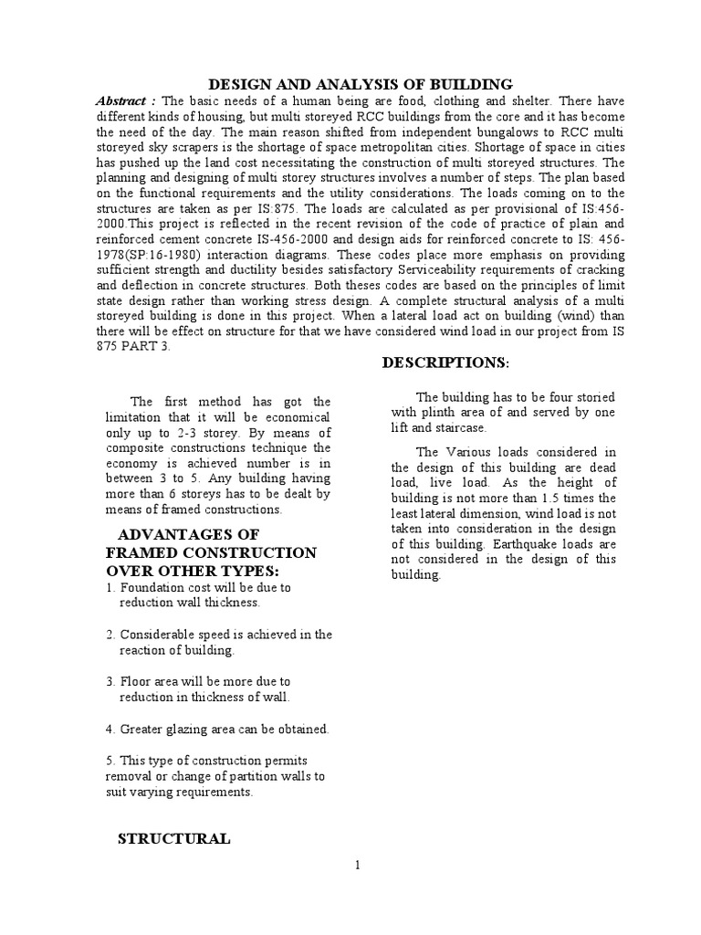 Design and Analysis of Building Using Staad Pro | PDF | Reinforced ...
