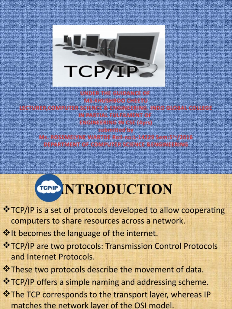 Presentation On Tcpip | PDF | Internet Protocol Suite | Internet Protocols