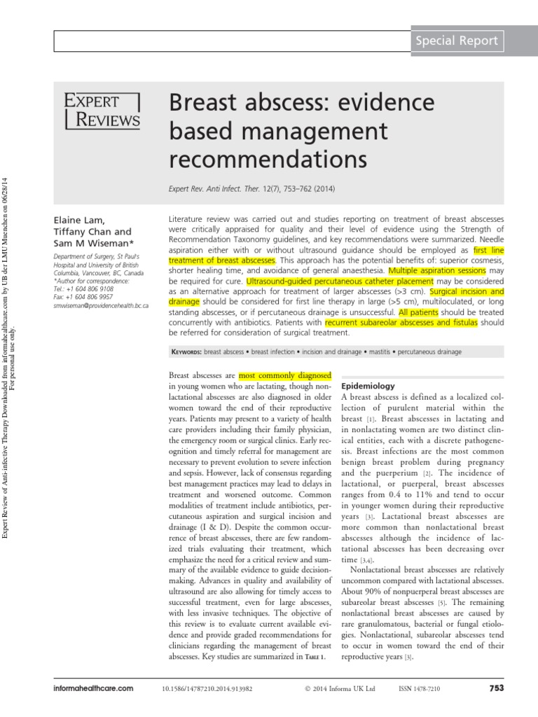 Breast Abscess Management | PDF | Medical Specialties | Clinical Medicine