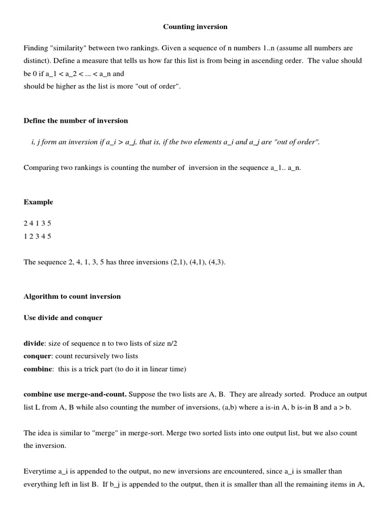 Counting Inversion | PDF | Time Complexity | Array Data Structure