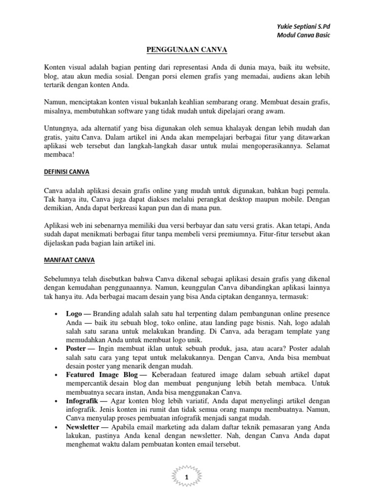Modul Penggunaan Canva Basic PC | PDF