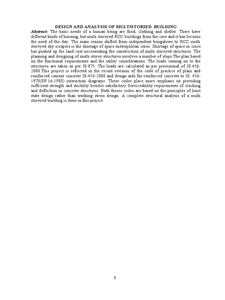 Multi-Storey RCC Building Design Analysis | PDF