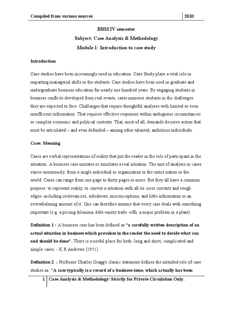 Module 1 Introduction To Case Study | PDF | Case Study | Critical Thinking