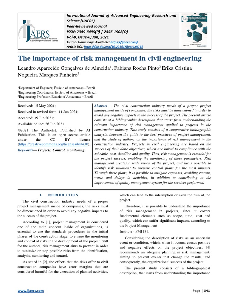 The Importance of Risk Management in Civil Engineering | PDF | Risk ...