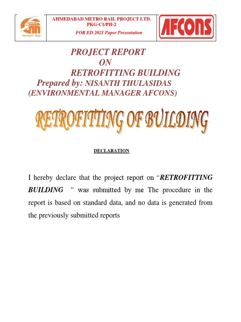 Retrofitting of Building Project Report | PDF | Masonry ...