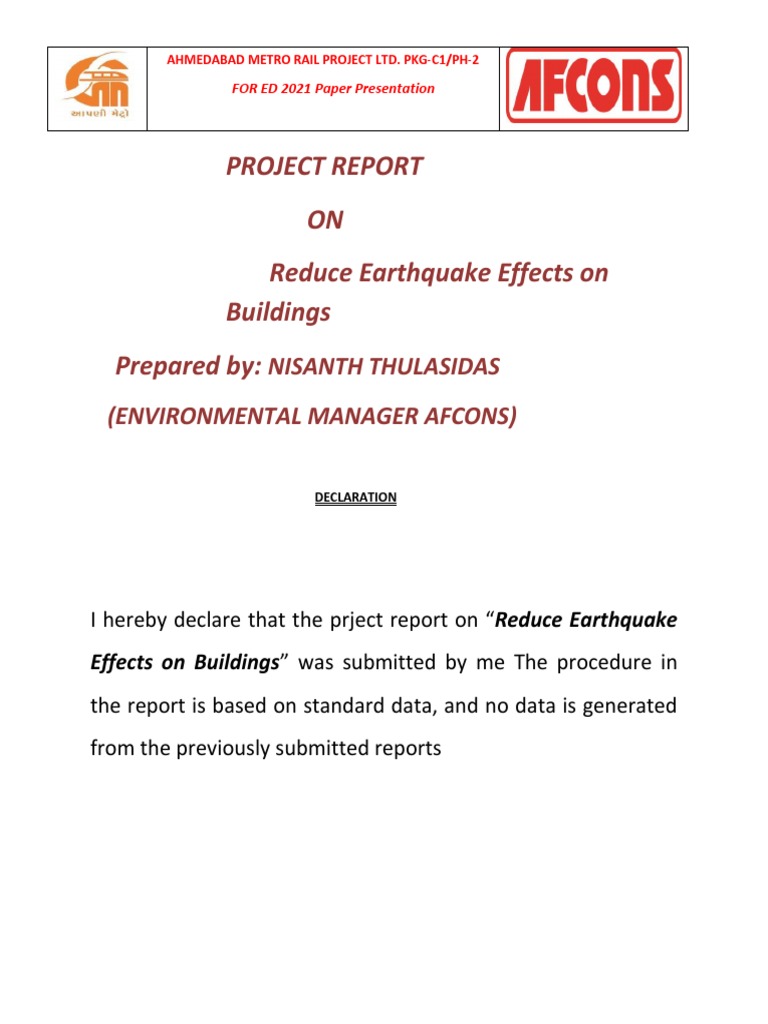 Reduce Earthquake Effects On Buildings Project Report | Download Free ...
