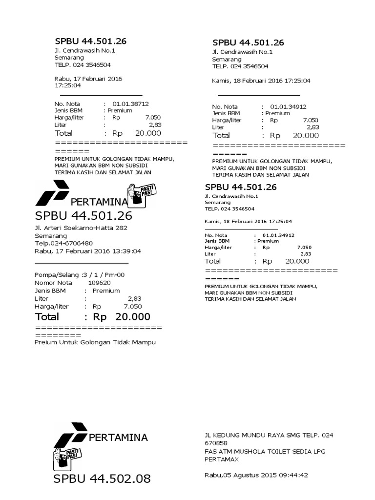 Struk Bensin Editan 2 | PDF