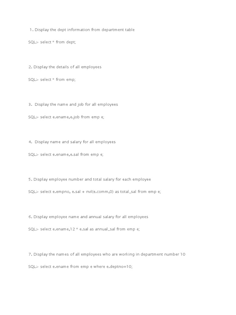 All Oracle SQL Questions and Answers | PDF | Data Management | Computer ...