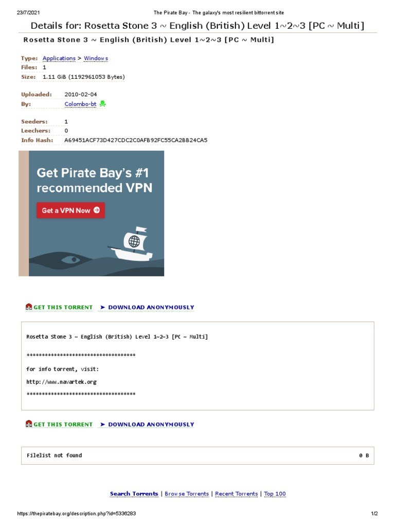 The Pirate Bay - The Galaxy's Most Resilient Bittorrent Site | PDF