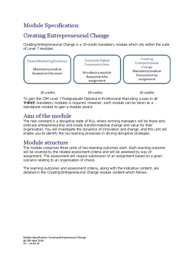 CEC - Module Specification-2 | PDF | Strategic Management | Innovation