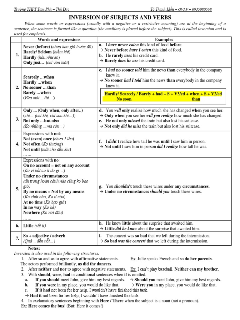 6 - Inversion of Subjects and Verbs | PDF | Language Families | Linguistics