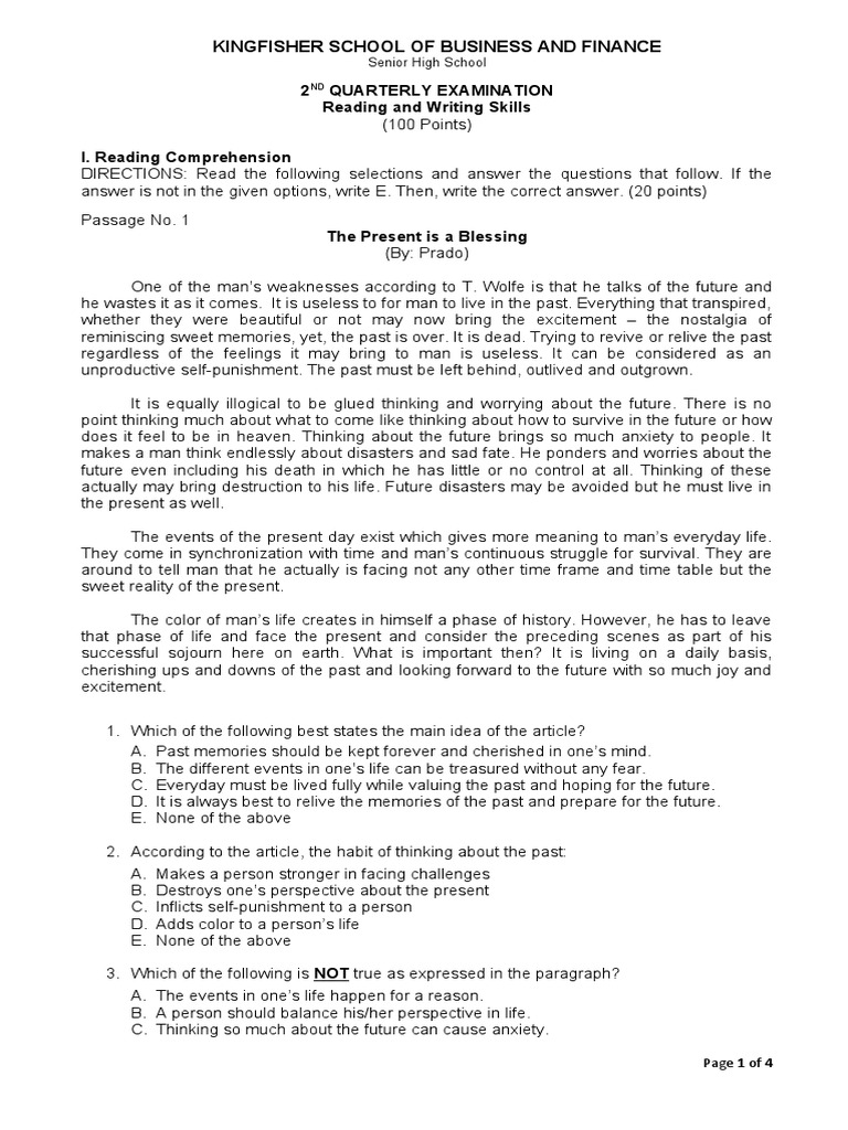 2nd Quarter Exam-RAWS | PDF | Essays | Grammar