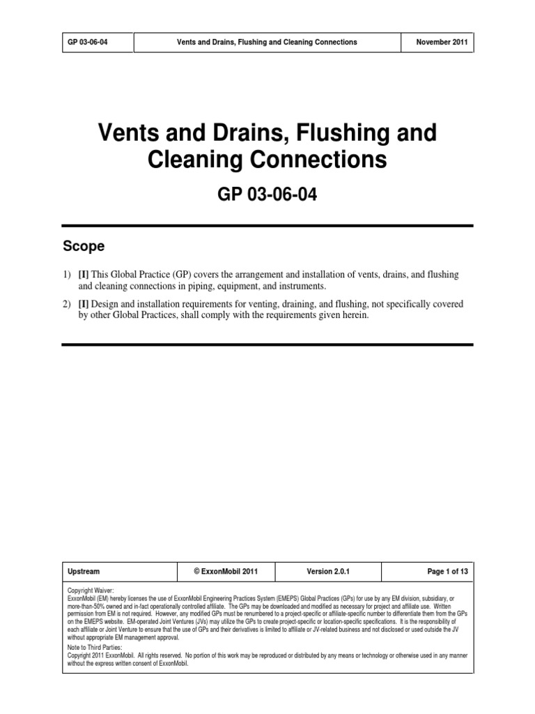 Vents and Drains, Flushing and Cleaning Connections: Scope | PDF | Pipe ...
