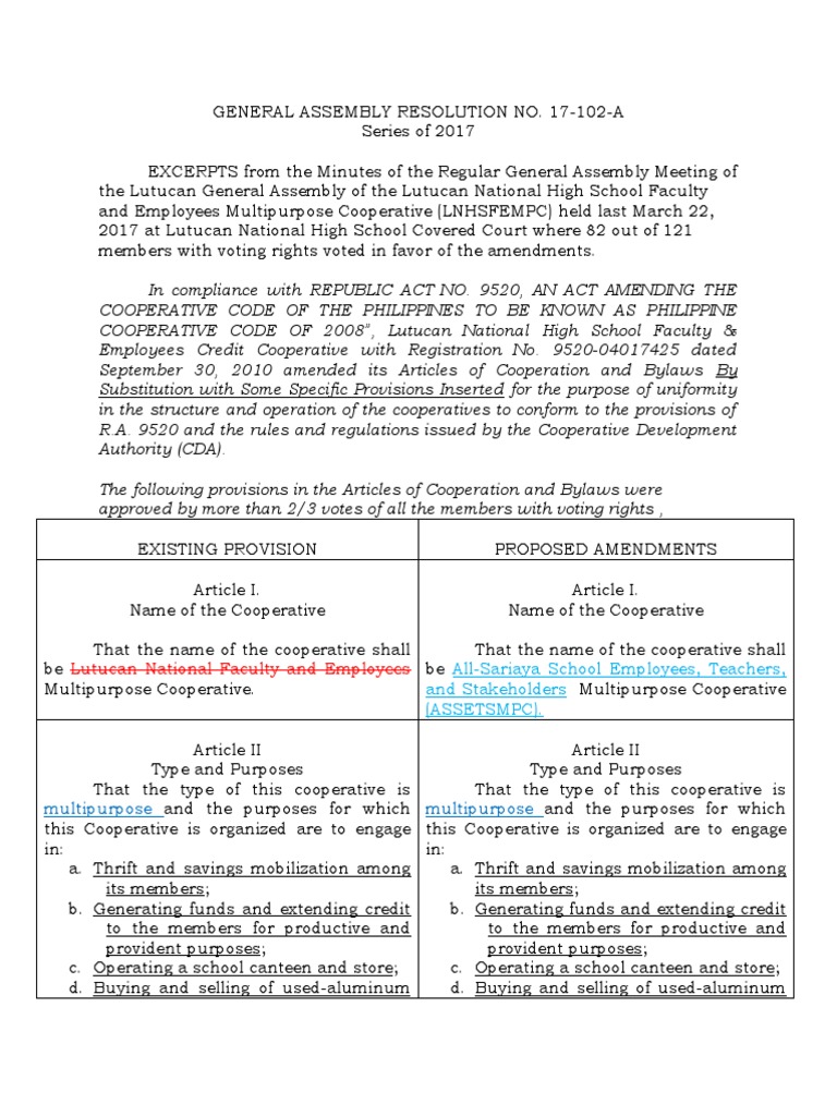 General Assembly Resolution (Amendments) | PDF | Article One Of The ...