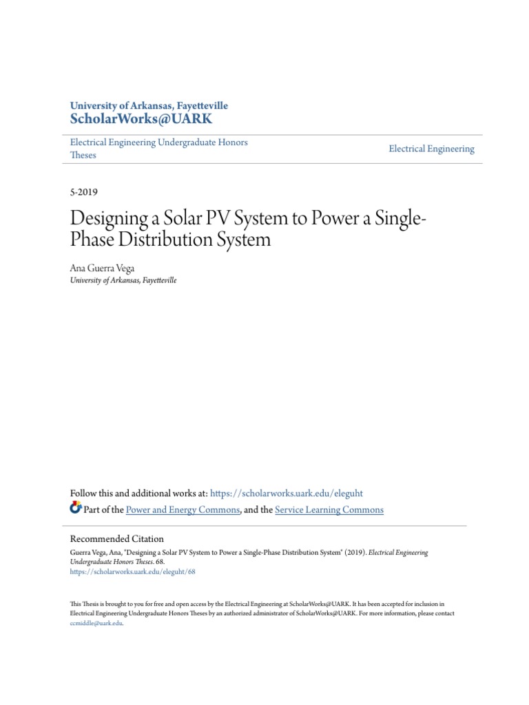 Designing A Solar PV System To Power A Single-Phase Distribution | PDF ...