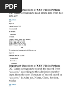 Class XII - File Handling CSV Files | PDF | Comma Separated Values ...