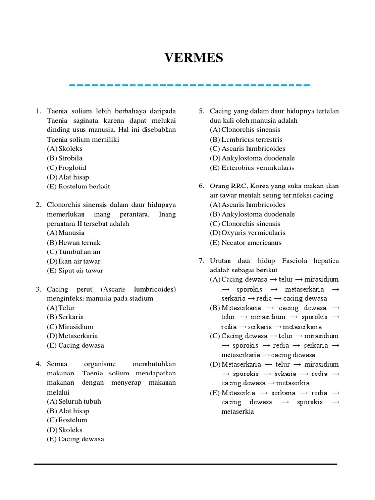 Kuis Biologi: Daur Hidup dan Karakteristik Cacing | PDF | Sains ...
