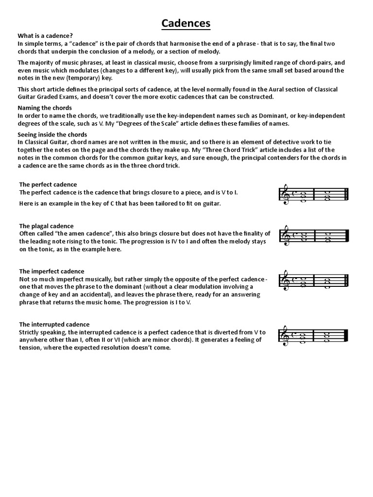 Cadences: What Is A Cadence? | PDF | Musical Forms | Harmony