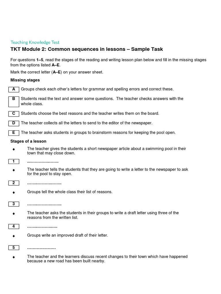 TKT Module 2 Common Sequences in Lessons 7 | PDF