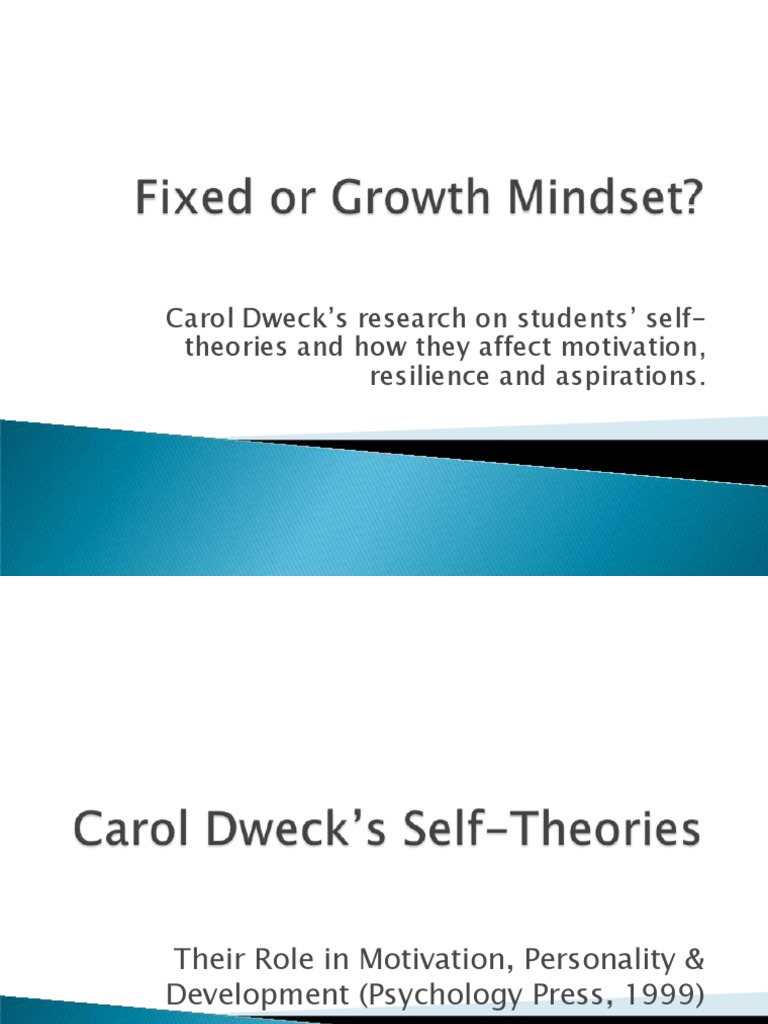 Prof Dweck-Theory | PDF | Mindset | Human Nature