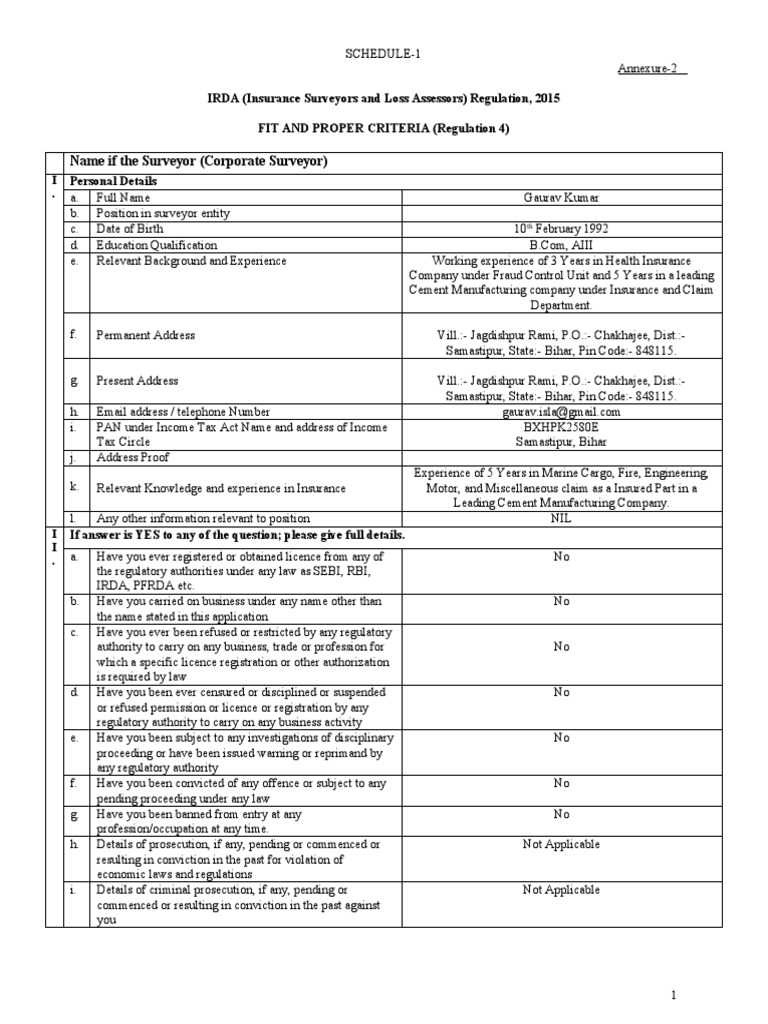 FIT and Proper Declaration | PDF | Insurance | Regulation