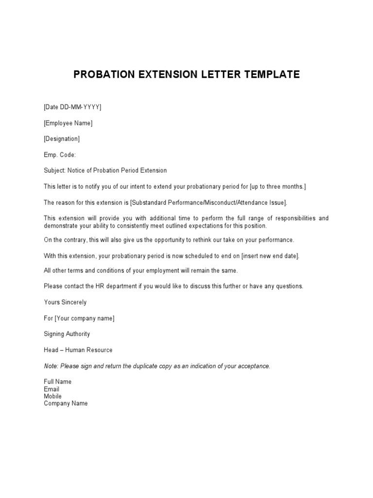 Probation Extension Letter | PDF