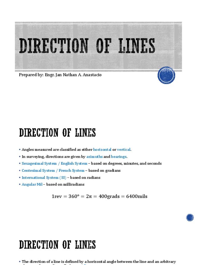 CE101-1 - 5. Direction of Lines | PDF | Compass | Angle