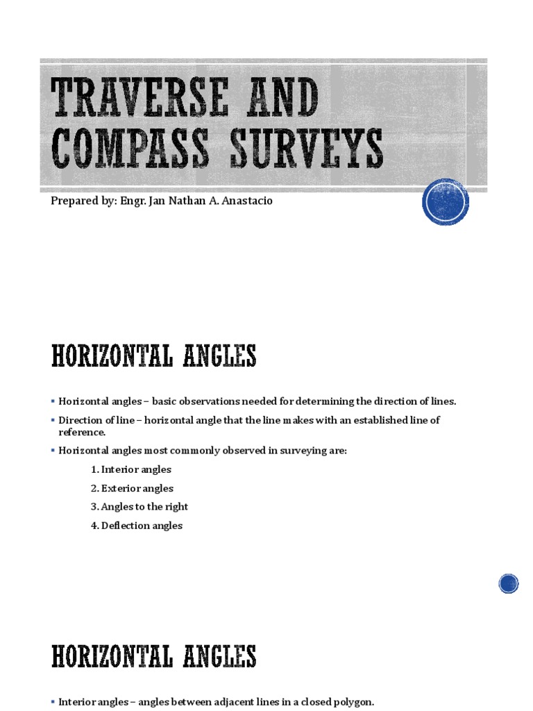 CE101-1 - 7. Traverse and Compass Surveys | PDF | Angle | Compass