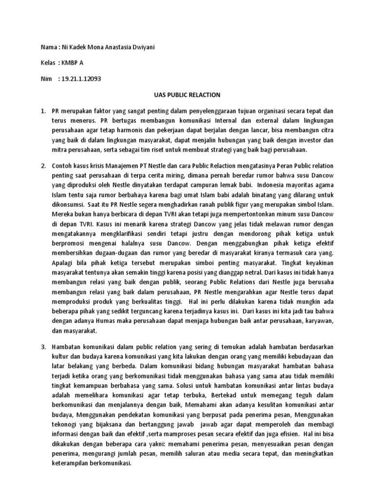 Uas PR Mona (KMBP A - 12093) | PDF