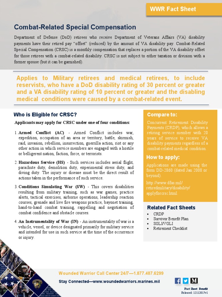 Combat-Related Special Compensation: Who Is Eligible For CRSC? | PDF ...