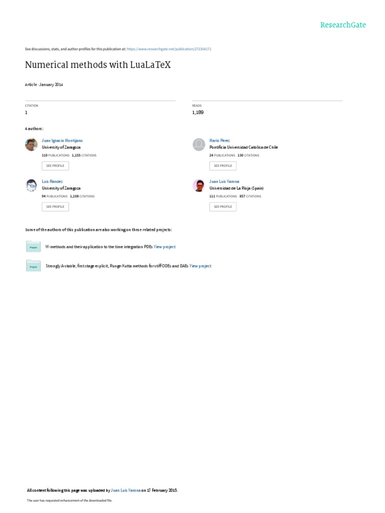 Numerical Methods With Lualatex: January 2014 | PDF | Te X ...