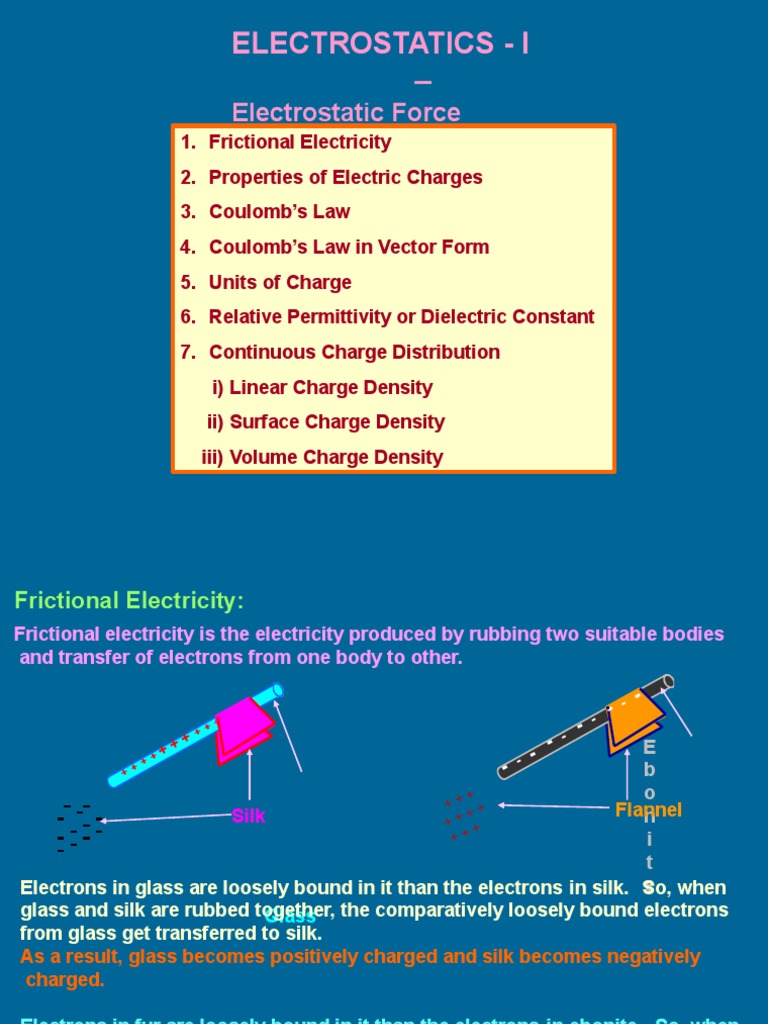 Electrostatics - I - : Electrostatic Force | PDF | Electric Charge | Electrostatics