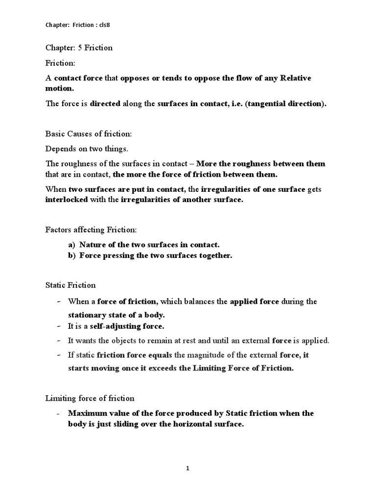 Chapter: Friction: cls8 | PDF | Friction | Drag (Physics)