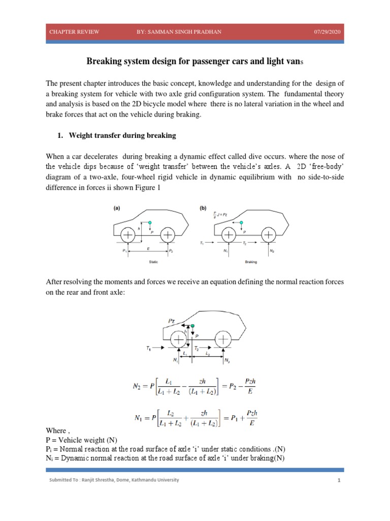Vehicle Braking System Design Overview | PDF | Friction | Tire