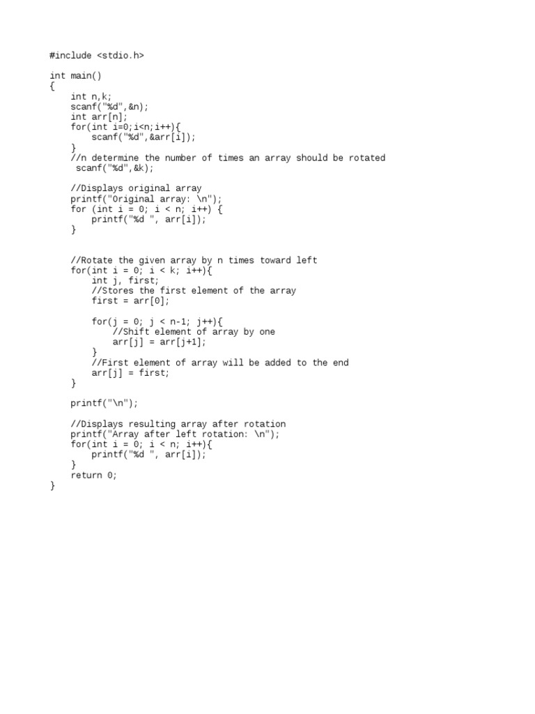 Left Rotate Array N Times | PDF