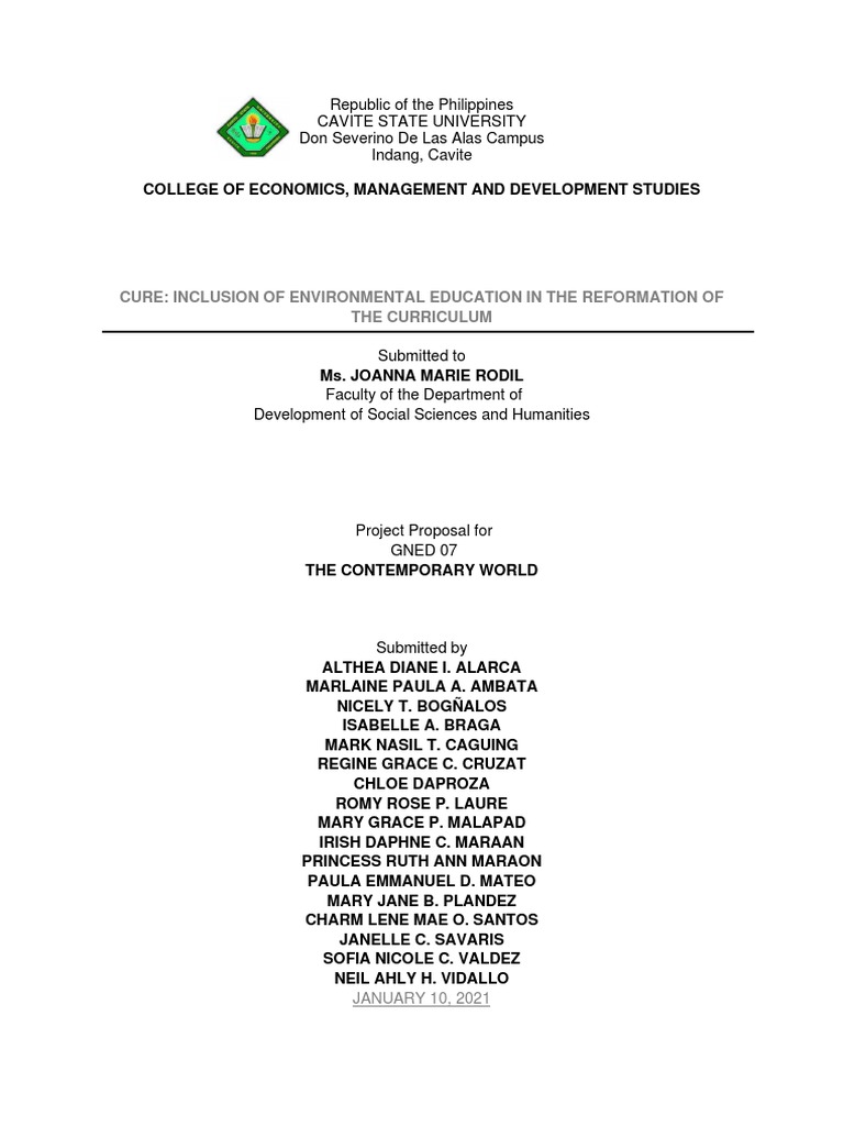 Group 2 Bsis 1 1 Curriculum Reform Project Proposal | PDF | Recycling ...