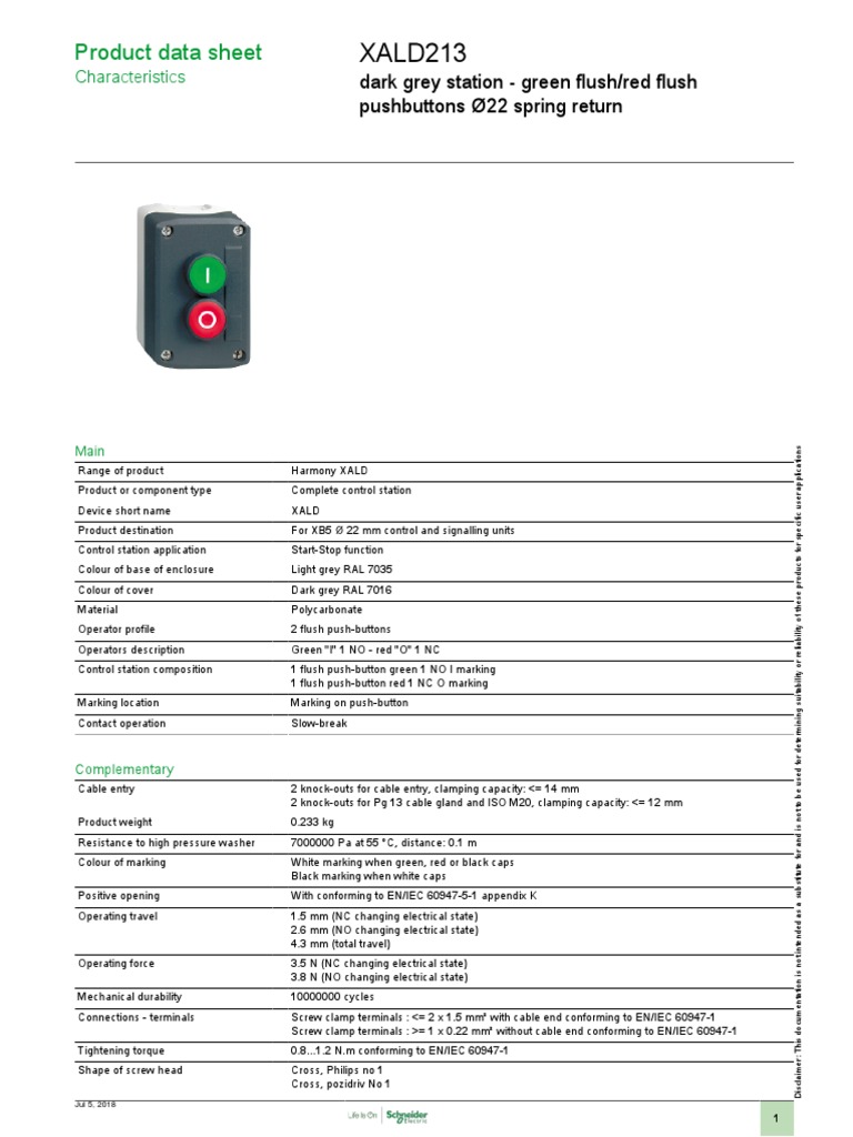 XALD213 Control Station Overview | PDF | International Electrotechnical ...