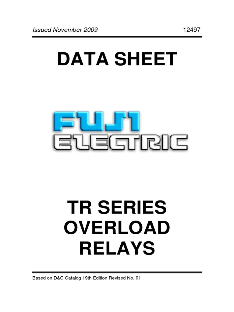 Fuji TR Series Overload Relays Data Sheet | PDF | Relay | Components