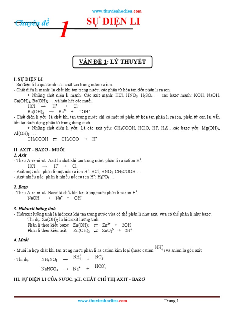 Chuyen de SU DIEN LI | PDF