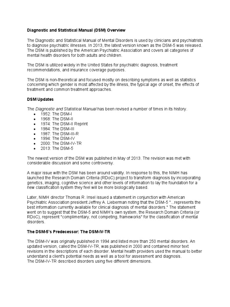 DSM-5 Overview and Key Changes | PDF | Diagnostic And Statistical ...