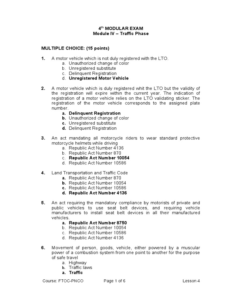 B. Course: FTOC-PNCO Page 1 of 6 Lesson 4 | PDF | Pedestrian Crossing ...
