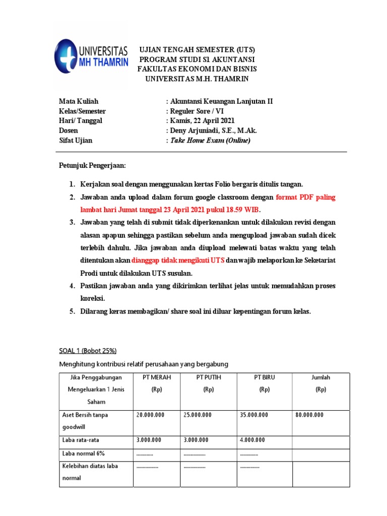 UTS AKL 2 Kelas Reguler | PDF