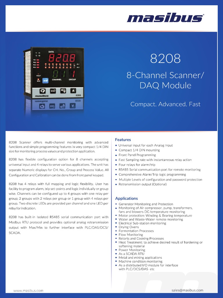 Masibus 8208 - R1F - 0515 - 8 CH Scanner - DAQ Module | PDF ...