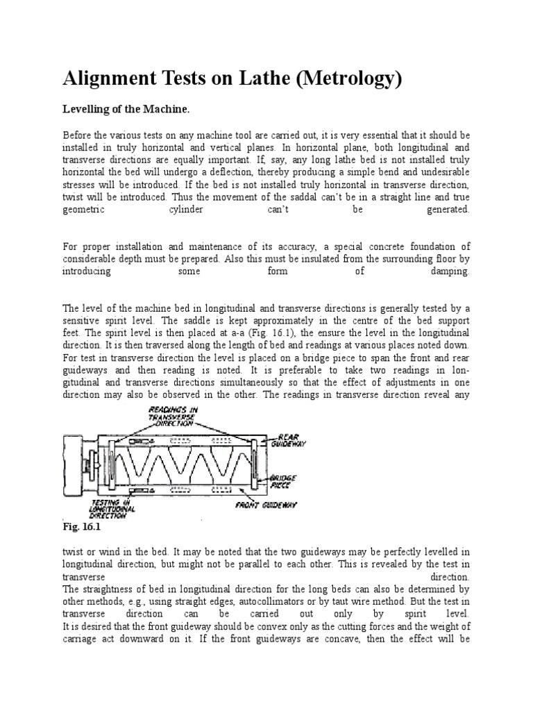 Alignment Tests On Lathe | PDF | Engines | Wear