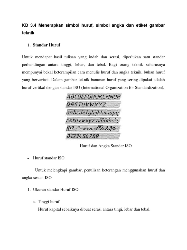Standar Huruf ISO dalam Gambar Teknik | PDF | Metode & Bahan Ajar
